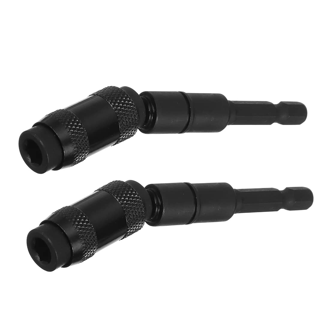 2 Pack Pivoting Bit Holder Magnetic Pivot Drill Bit Holder Quick Release Flexible Screwdriver Bit Holder for Tight Spaces or Corners (Black)