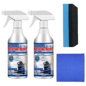 tyghbn defrosting deicer spray, 60 ml deicing and snow melting agent, ice off windshield spray de-icer, snow melting deicing agent for windows, mirrors, key locks, latches (2 set)