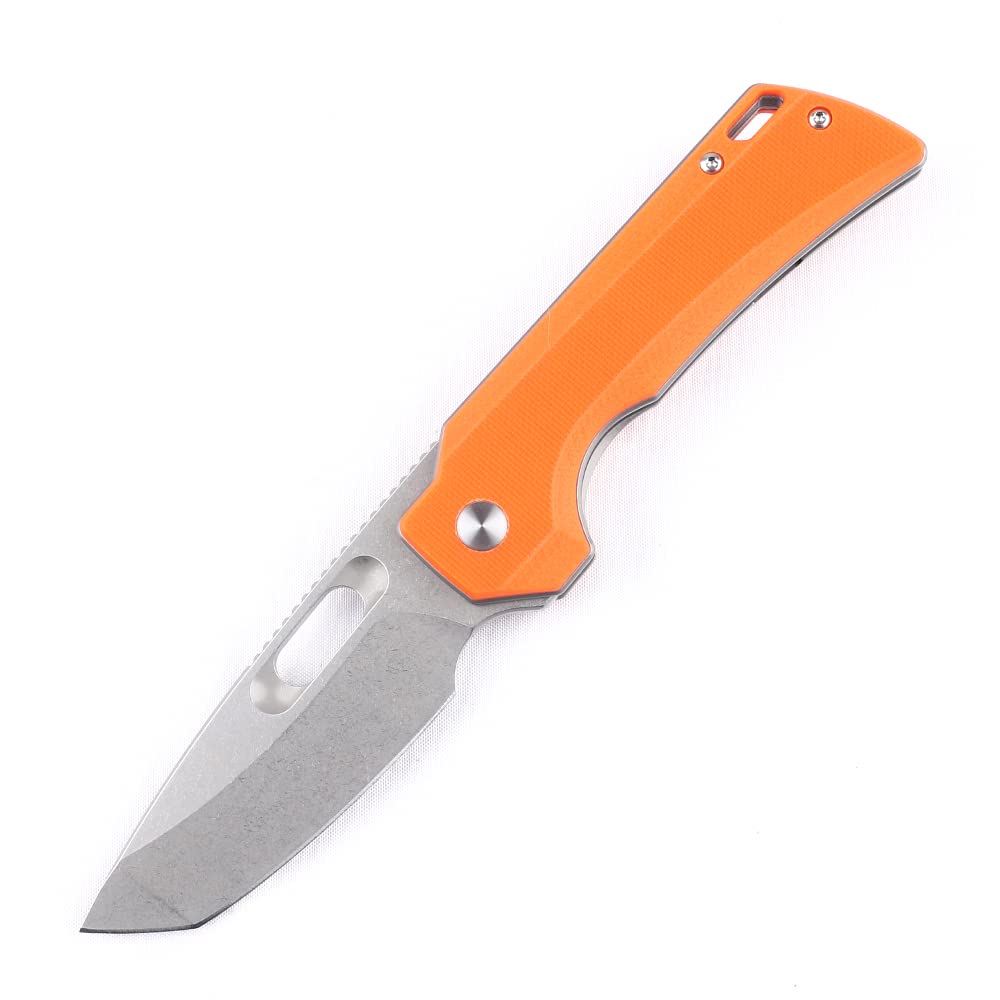 JEABROTHER sharp folding pocket knife, 14C28N blade, G10 handle, lined lock, steel clip, EDC overturning utility knife, used for hunting, camping, hiking and fishing