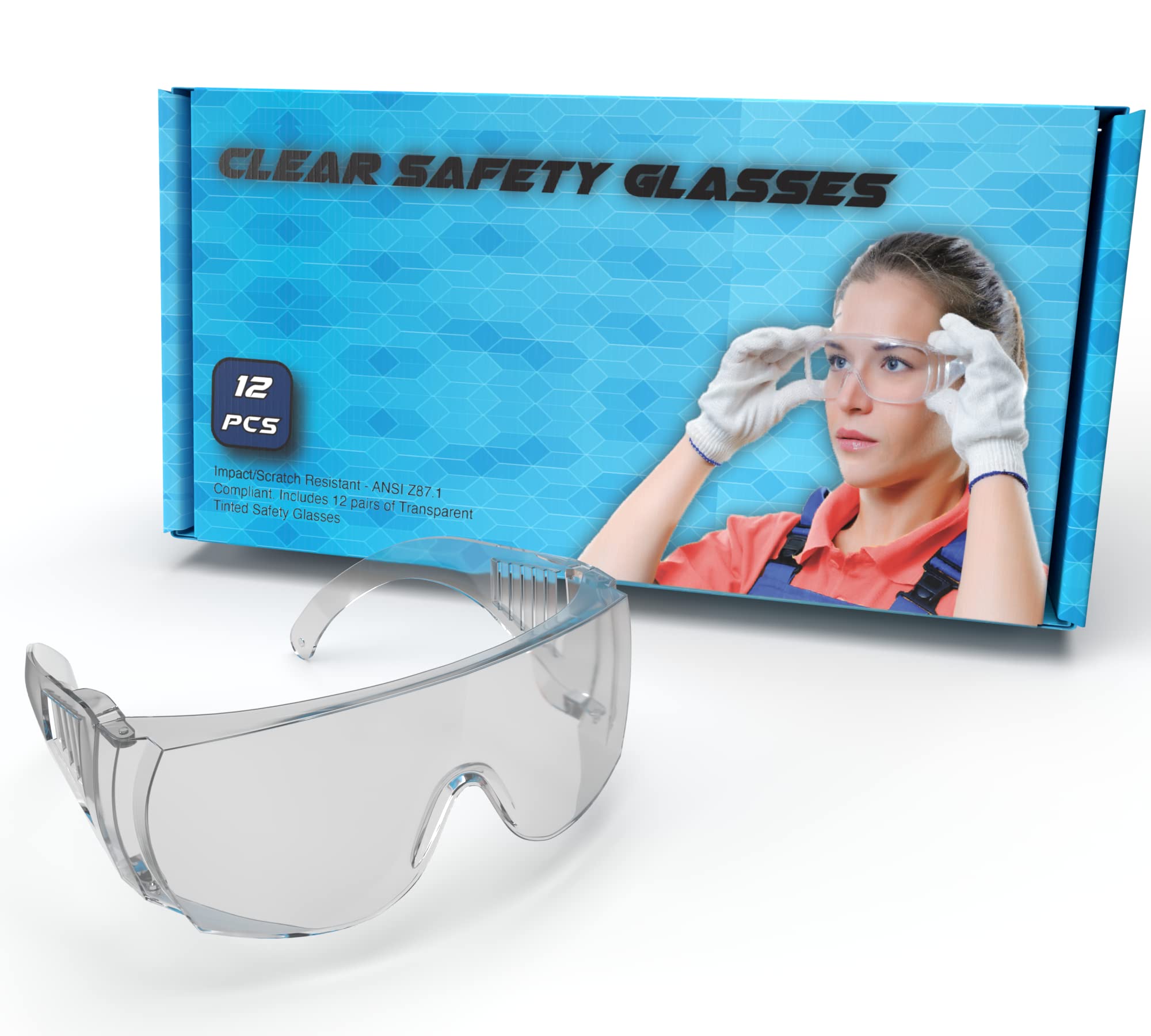 3 Pack | OTG Safety Glasses | Over Eyeglasses | Anti-Fog & Scratch Resistant | Impact & Scratch Resistant