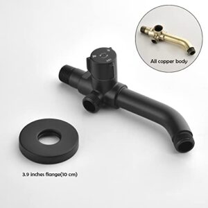 Matte Black Shower Arm with Diverter, KPSKQDZ 6 Inch 2-way All Solid Brass Shower Arm Diverter Valve for Handheld and Fixed Shower Head