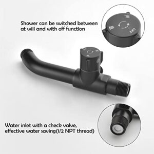 Matte Black Shower Arm with Diverter, KPSKQDZ 6 Inch 2-way All Solid Brass Shower Arm Diverter Valve for Handheld and Fixed Shower Head