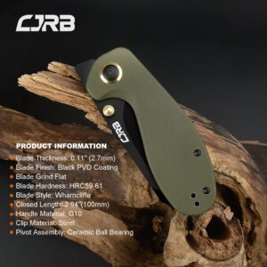 CJRB Pyrite Black Bundled with Maileah Green Great EDC Knife Companion