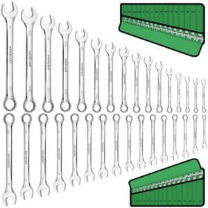 swanlake 32-piece combination wrench set, sae and metric, 1/4"-1" & 7mm-22mm, 12 point, chrome vanadium steel