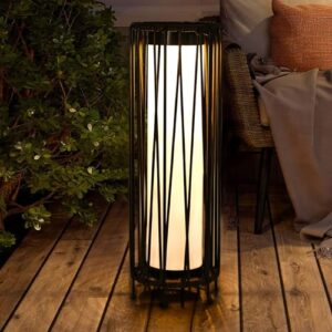 solar floor lamp, ourdoor floor lamps for patio waterproof rattan outside solar lamp decor for porch, yard, garden, deck, lawn