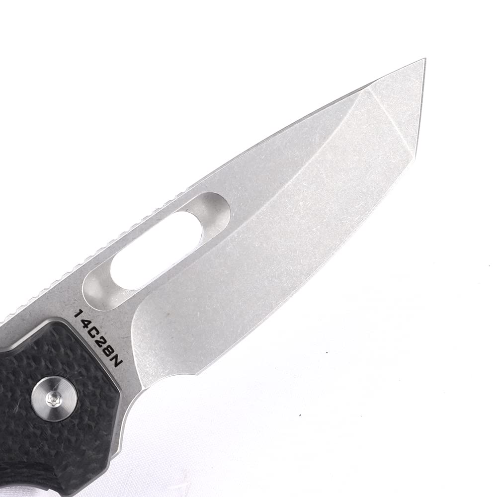 JEABROTHER pocket folding knife, 14C28N blade, carbon fiber handle