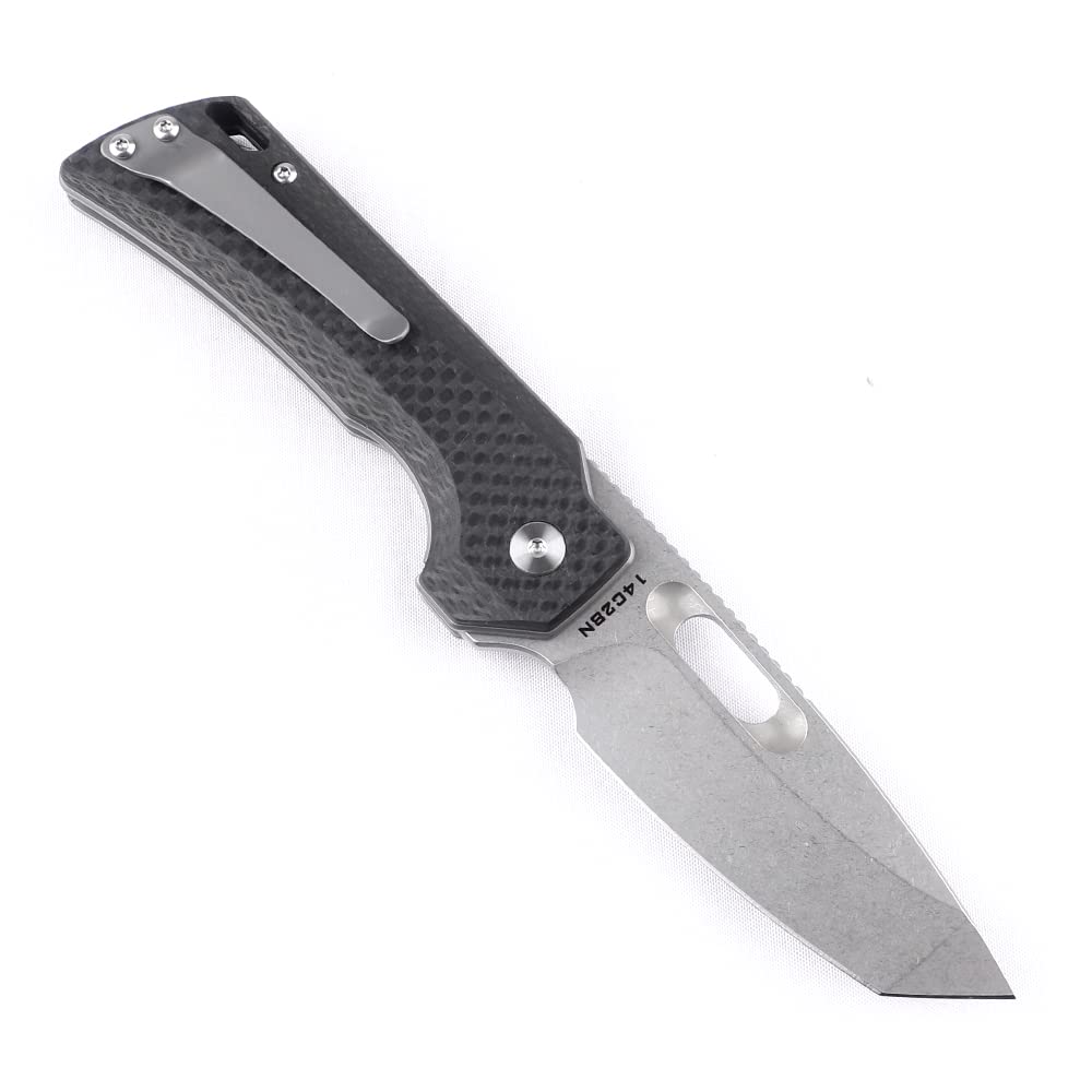 JEABROTHER pocket folding knife, 14C28N blade, carbon fiber handle