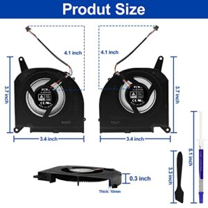 CPU+GPU Cooling Fan Replacement for Gigabyte Aorus 15G 15P RX7P RX7G 2021 RTX30 17G XB XC XD GIGABYTE AERO 15 OLED XB XD RP75SA Gigabyte Aero 17 XA HDR XB WA Series FNGT FNGS DC12V 1A Fan 10mm Thick