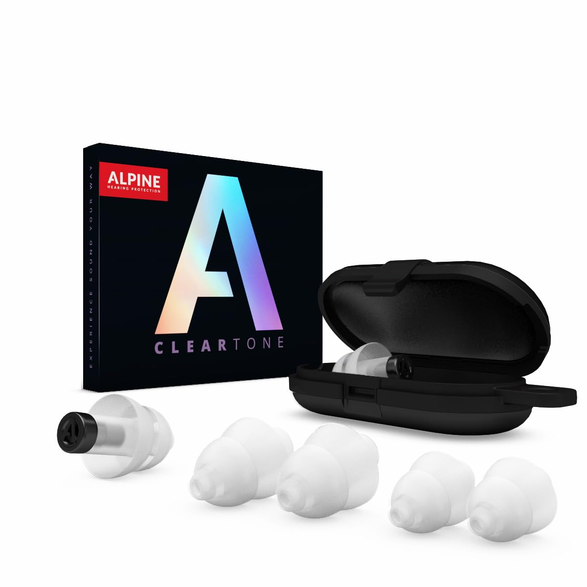 Alpine Earplugs for Noise Reduction - Premium Hearing Protection - High Fidelity Ear Plugs for Concerts, Noise Sensitivity and More - Soft & Comfortable - S/M/L Size - 21dB Noise Cancelling - Black