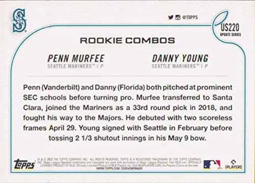 Baseball Trading Card MLB 2022 Topps Update #US220 Danny Young/Penn Murfee NM Near Mint RC Rookie Mariners