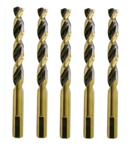 hss drill bit set 11/32 in. jobber twist parabolic flute golden/black 3-flat shank drill steel metal-5pcs