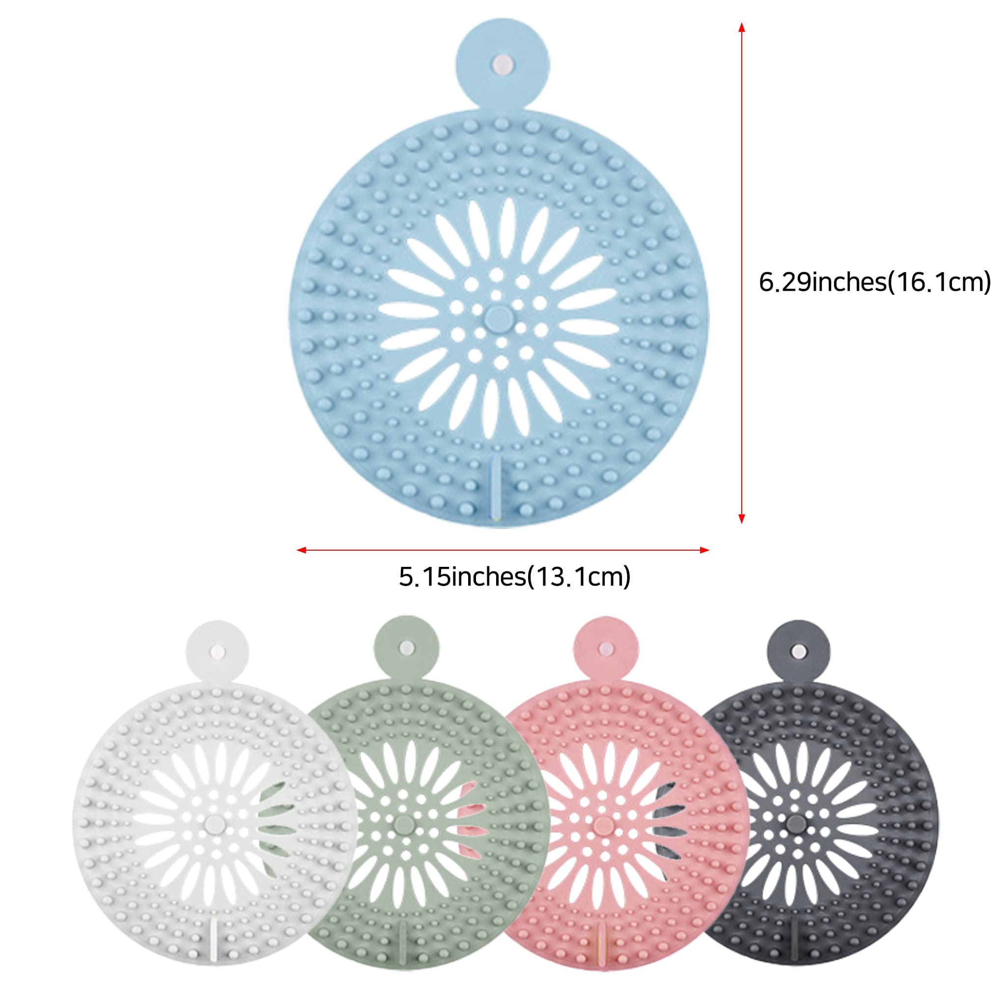 Ciel de Narin Shower Drain Hair Catcher Highly Durable Silicon Hair Sink Stopper Drain Cover Hair Trap Easy to Install and Clean Suit for Bathroom Shower Bathtub Tub and Kitchen 5 Pack