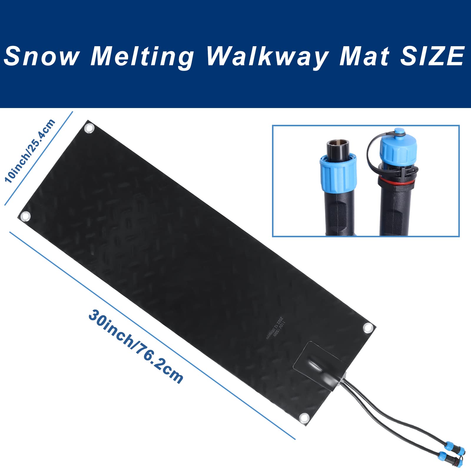 Snow Melting Walkway Mat 𝑼𝒑𝒈𝒓𝒂𝒅𝒆𝒅10”𝒙 30” 𝑺𝒏𝒐𝒘 𝑴𝒆𝒍𝒕𝒊𝒏𝒈 𝑴𝒂𝒕𝒔 Melting Speed Heated Outdoor Mats for Winter Stairs No-Slip Rubber Heated Driveway Pad 10”x 30”