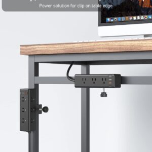 CCCEI Desk Side Clamp Power Strip with 9 Outlet, Desk Top Tube Edge Mount Outlet with USB-A and USB-C Ports, Under Desk Table Leg Widely Spaced Surge Protector Outlet Station, Fit 1.1 inch Edge, 6FT.