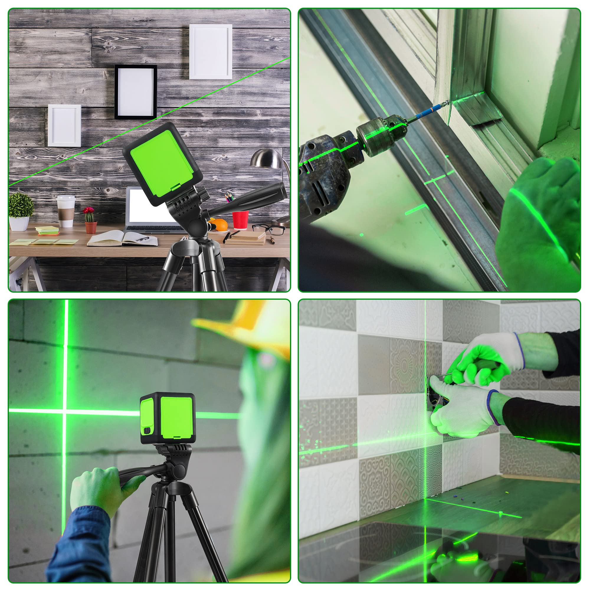 Level Tool with Tripod, 50Ft Self Leveling Leveler Tool Green Cross Line, Separate control 2 Lines Level for Picture Hanging DIY Light Duty Indoor Project