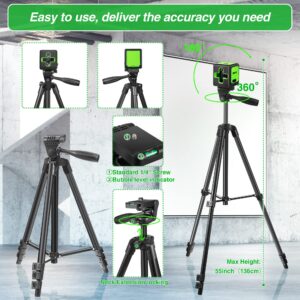 Level Tool with Tripod, 50Ft Self Leveling Leveler Tool Green Cross Line, Separate control 2 Lines Level for Picture Hanging DIY Light Duty Indoor Project