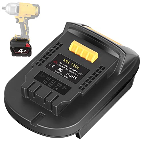 KUNLUN MIL18DL Battery Converter for Milwaukee to Dewalt Battery Adapter, Convert for Milwaukee M18 18V Battery to Dewalt 20V Battery for Dewalt Cordless Tools(Bare Adapter Only)