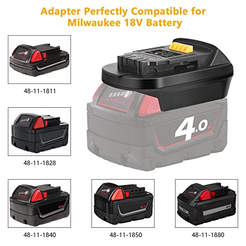 KUNLUN MIL18DL Battery Converter for Milwaukee to Dewalt Battery Adapter, Convert for Milwaukee M18 18V Battery to Dewalt 20V Battery for Dewalt Cordless Tools(Bare Adapter Only)