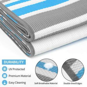 Outdoor Patio Rug Waterproof Camping - Outdoor Area Rugs Carpet Waterproof, Outdoor Plastic Straw Rug for Patios Clearance, Outdoor Rugs for Camping, Porch, Deck, Balcony, Backyard, Blue (4x6FT)