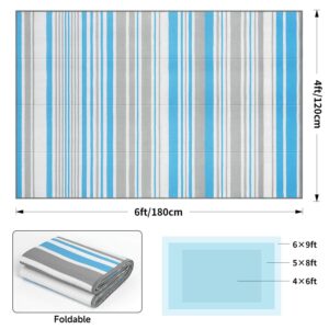 Outdoor Patio Rug Waterproof Camping - Outdoor Area Rugs Carpet Waterproof, Outdoor Plastic Straw Rug for Patios Clearance, Outdoor Rugs for Camping, Porch, Deck, Balcony, Backyard, Blue (4x6FT)