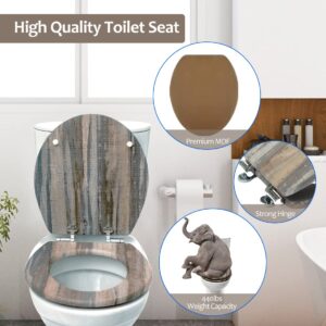 Nastarki Elongated Toilet Seat, Slow Close Wood Toilet Seats, Wooden Toilet Seats with Strong Alloy Hinges, Easy to Install and Clean