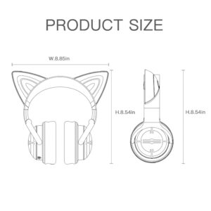 iKF Show Cat Headset Wireless Bluetooth Headphone Game Cute Girl Gaming Custom Light Anime with Microphone Wired Headphone Compatible with Computer Tablet PC iPad Smartphone Pink