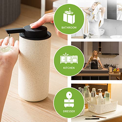 Soap Dispenser 16oz Removable Ceramic Lotion Dispenser, Speckled Cylindrical Kitchen Bathroom Hand Sanitizer Pump Bottle(Cream)