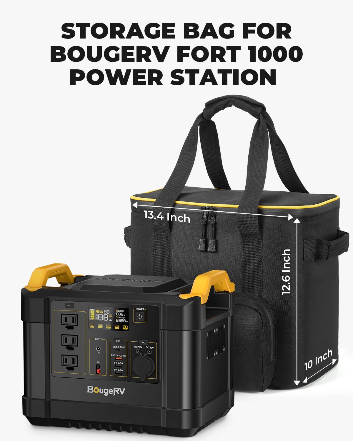 BougeRV Portable Carrying Bag Compatible with Fort 1000 Power Station/NCM 1100Wh Solar Generator, Power Station Storage Case with PVC Bottom Thickened Straps for Charging Cable Accessories