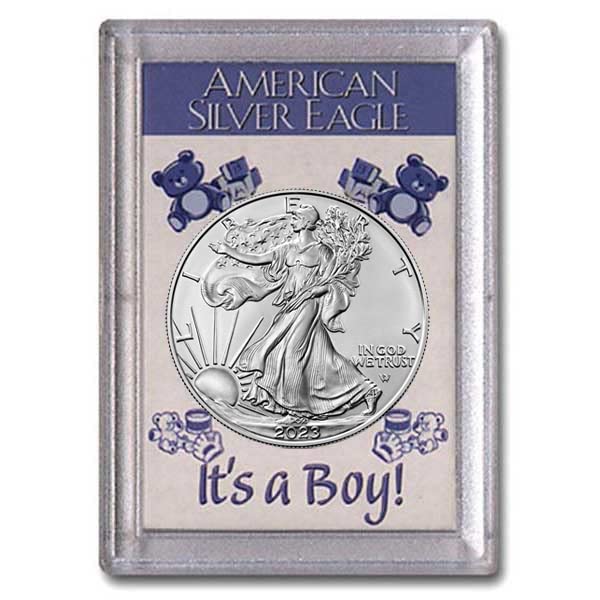 2023 - American Silver Eagle in"It's a Boy" Holder Dollar US Mint Uncirculated