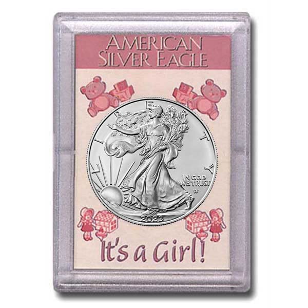 2023 American Silver Eagle in "It's a Girl" Holder Dollar Uncirculated US Mint