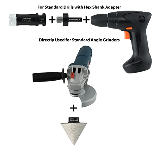 Diamond Core Drill Bits 1 Inch and Beveling Chamfer Bits 2 Inch Kit Vacuum Brazed Hole Saw with 5/8-11 Thread Plus 3/8 Inch Hex Shank Adapter (Set-1 with 1" (25mm) Diamond Drill Bit)