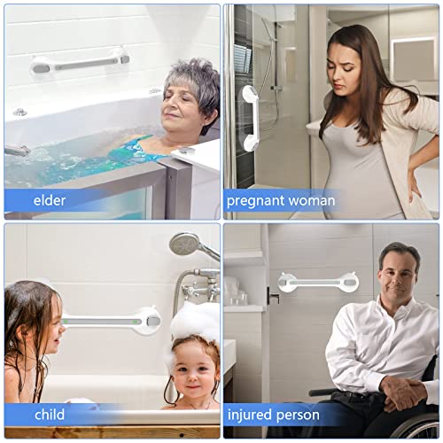 Suction Cups Grab Bar 16 Inch, Zepolu Anti-Slip Bathroom Grab Bar Safety Balance Handrail, Handicap Elderly Senior Injury Disable Vacuum Suction Assist Shower Handle (1.25" Diameter, Gray)