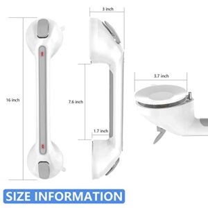 Suction Cups Grab Bar 16 Inch, Zepolu Anti-Slip Bathroom Grab Bar Safety Balance Handrail, Handicap Elderly Senior Injury Disable Vacuum Suction Assist Shower Handle (1.25" Diameter, Gray)