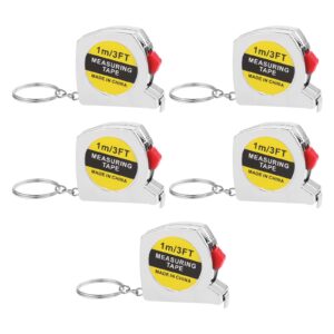 cobee mini tape measure with keychain, 1 meter/ 3 feet retractable measuring tape portable small measurement tape slide lock tape measure 5 pcs