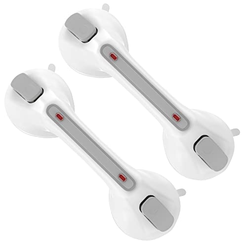 2 Pack Suction Cups Grab Bar 12 Inch, Zepolu Anti-Slip Bathroom Grab Bar Safety Balance Handrail, Handicap Elderly Senior Injury Disable Vacuum Suction Assist Shower Handle (1.25" Diameter, Gray)