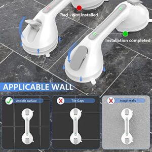 2 Pack Suction Cups Grab Bar 12 Inch, Zepolu Anti-Slip Bathroom Grab Bar Safety Balance Handrail, Handicap Elderly Senior Injury Disable Vacuum Suction Assist Shower Handle (1.25" Diameter, Gray)