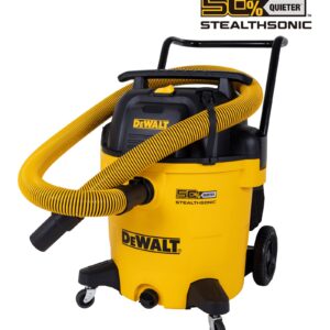 DEWALT 16 Gallon STEALTHSONIC Poly Wet/Dry Vacuum, DXV16P-QTA Noise Reduction Heavy Duty Shop Vacuum for Jobsite/Workshop, Reduce Motor Noise, Yellow