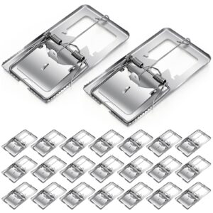 24 pcs classic metal rat traps reusable rat trap humane rat traps effective snap rat trap that work for rat mice voles and small rodents control (silver)