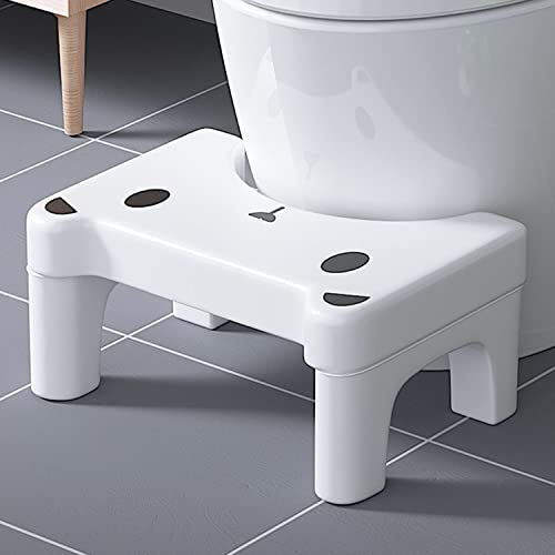 Squatting Toilet Stool,Poop Stool for Bathroom,Potty Stool for Adults,220 Lbs Capacity,Non Slip Squat Stool,7" Tall (White)