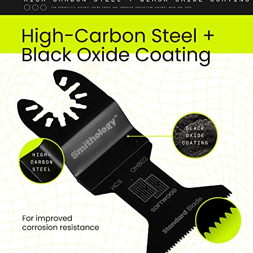 Smithology Universal Oscillating Saw Blades - 50 Long-Lasting Multitool Blades, Sharp Standard Oscillating Tool Blades for Plunge Cutting, Compatible with Major Brands, Made with High-Carbon Steel