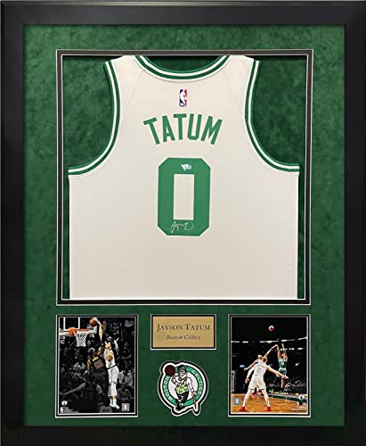 Jayson Tatum Autograph Jersey White Framed 32×40 - Autographed NBA Jerseys