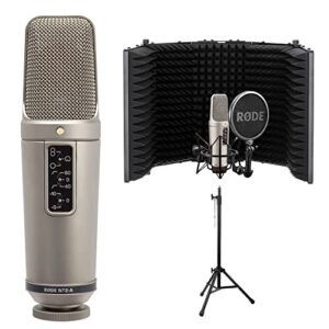 rode nt2-a large-diaphragm multipattern condenser microphone bundle with auray rf-5p-b reflection filter (metal) and auray rfms-580 filter mic stand