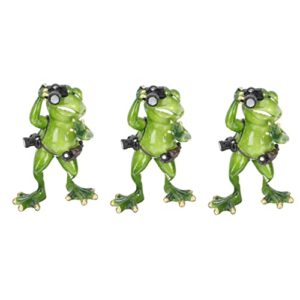 yardwe 3pcs statue yard pose gnomes frogs desktop collectible fairy bonsai paparazzi garden mascot table micro for spring home frog sculpture decorative cowboy personalized shelves shape