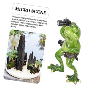 Yardwe 3pcs Statue Yard Pose Gnomes Frogs Desktop Collectible Fairy Bonsai Paparazzi Garden Mascot Table Micro for Spring Home Frog Sculpture Decorative Cowboy Personalized Shelves Shape