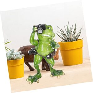 Yardwe 3pcs Statue Yard Pose Gnomes Frogs Desktop Collectible Fairy Bonsai Paparazzi Garden Mascot Table Micro for Spring Home Frog Sculpture Decorative Cowboy Personalized Shelves Shape