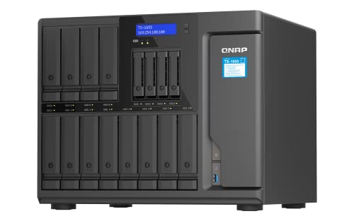 QNAP TS-1655-8G-US 16 Bay high Performance and high-Capacity Hybrid NAS with Intel® Atom® 8-core Processor, Dual 2.5GbE and Long-Term Availability