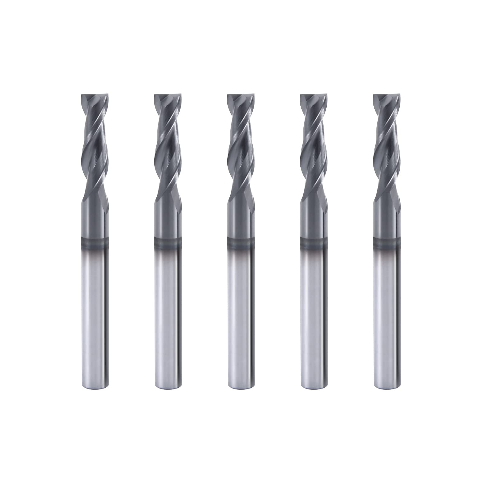 XYunEnZ ISB 3/16'' Carbide Square End Mill Set, 2 Flute Micro Grain Carbide Mill Bits for Alloy Steels/Hardened Steels, 5 Pieces