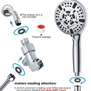 Shower head ushalhue hand held shower 10 Spray Mode High Pressure Showerhead,59.05" Stainless Steel Hose Adjustable Bracket Filter Shower Head, Remove Chlorine and Harmful Substance (silvery1)