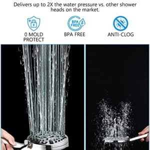 Shower head ushalhue hand held shower 10 Spray Mode High Pressure Showerhead,59.05" Stainless Steel Hose Adjustable Bracket Filter Shower Head, Remove Chlorine and Harmful Substance (silvery1)