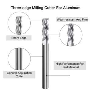 XYunEnZ ISB 1/8‘’ Carbide Square End Mill Set, 3 Flute Micro Grain Carbide End Mill Bits for Drilling Aluminum Applications and Hardened Steels, 5 Pcs